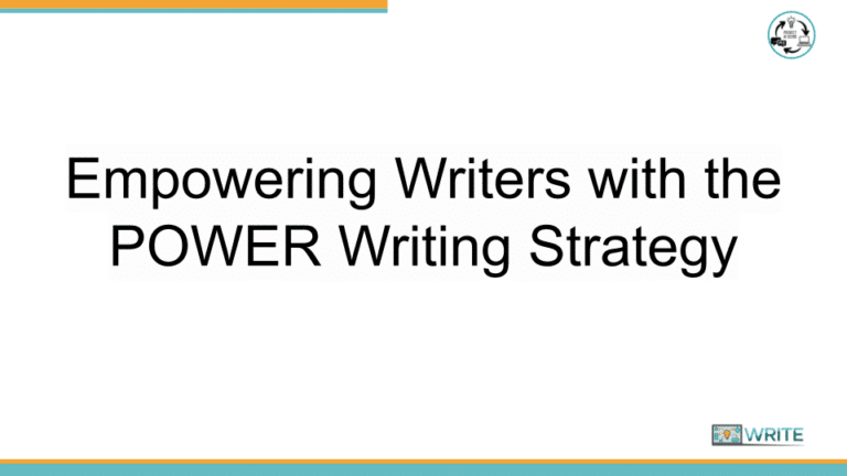 Plan, Organize, Write, Edit, Revise (POWER) Strategy | Writing Classroom