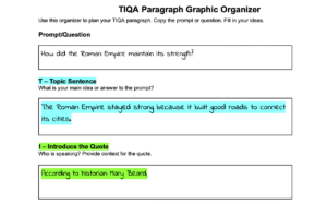 Topic, Introduce, Quote, Analyze (TIQA) Strategy | Writing Classroom